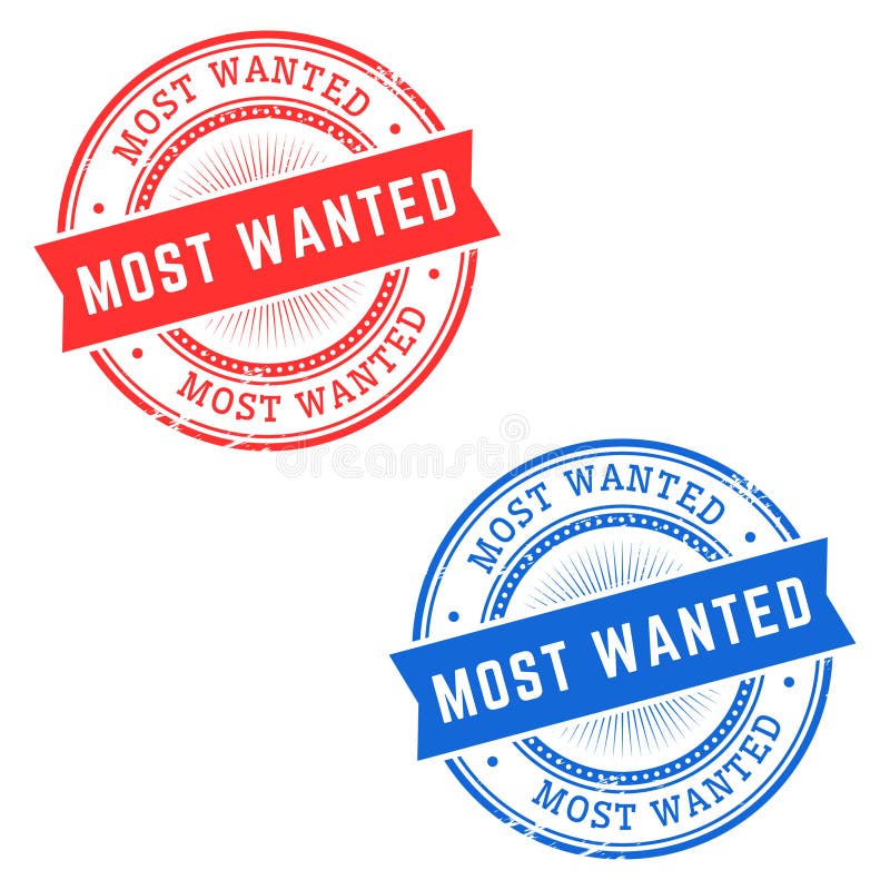 Two Vintage-Style "Most Wanted" Stamps in Red and Blue Stock Image ...