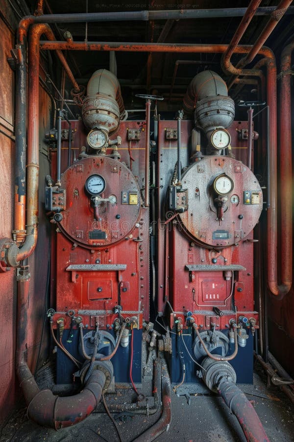 Two Vintage-style Steam Engines Sit Side by Side, Ready for Use Stock ...
