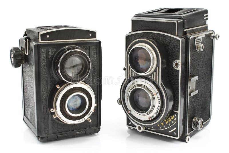 Two Vintage Two Lens Photo Camera Stock Image - Image of expensive ...
