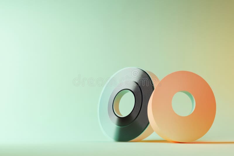 Vintage 3D Vinyl Records on Soft Gradient Background with Space for ...