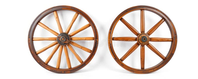 Two Vintage Wooden Wheels Displayed Side by Side. Detailed ...