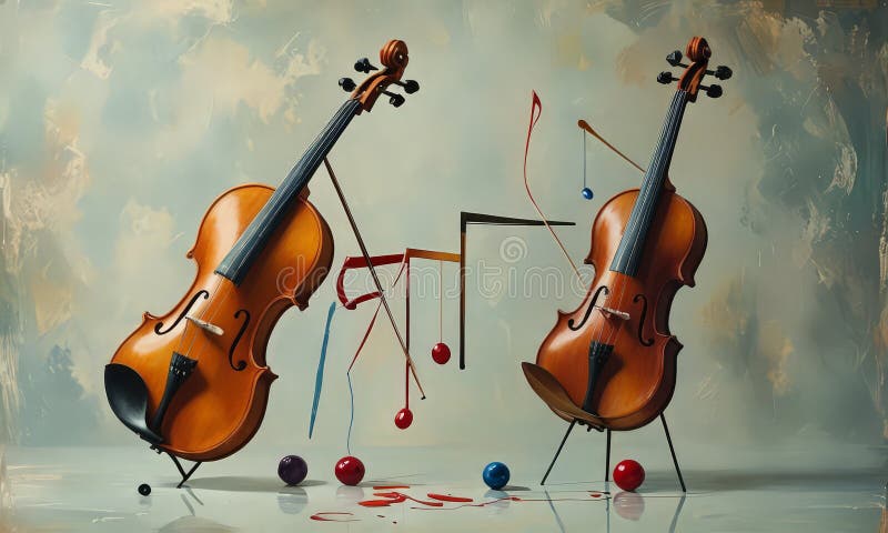 Two violins with bow stock illustration. Illustration of musician ...