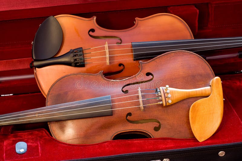 Two Violins Side by Side in a Case Stock Image - Image of entertainment ...