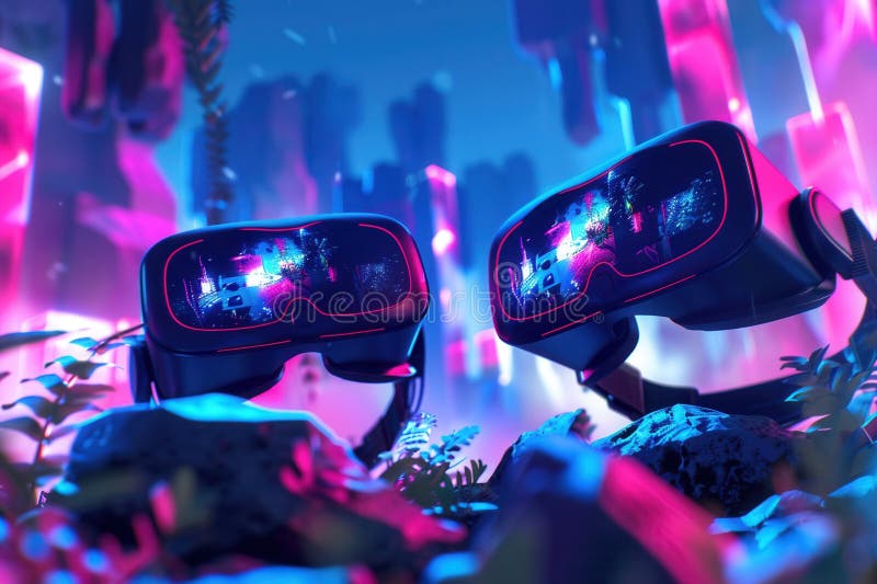Two VR Headsets, Reflecting a Vibrant Digital World, Showcase the ...