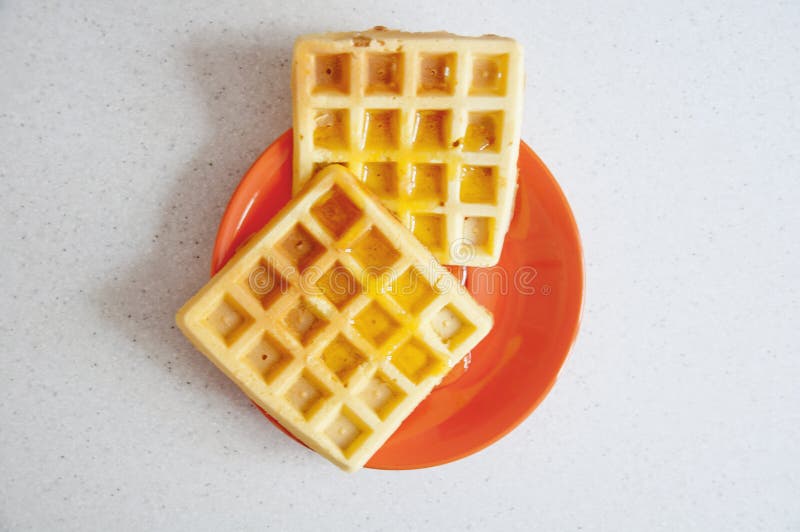 Two waffles on a plate, stock image. Image of cuisine - 100813189