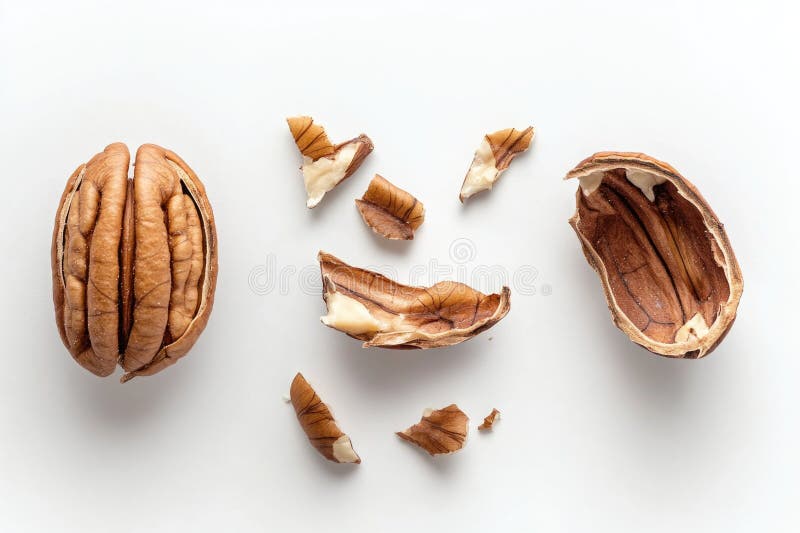 Two Walnuts, One Peeled and One Whole, Sit on a White Surface Stock ...