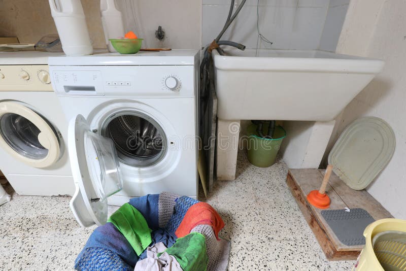 Two Washing Machines and a Sink Stock Image - Image of orphan, wash ...
