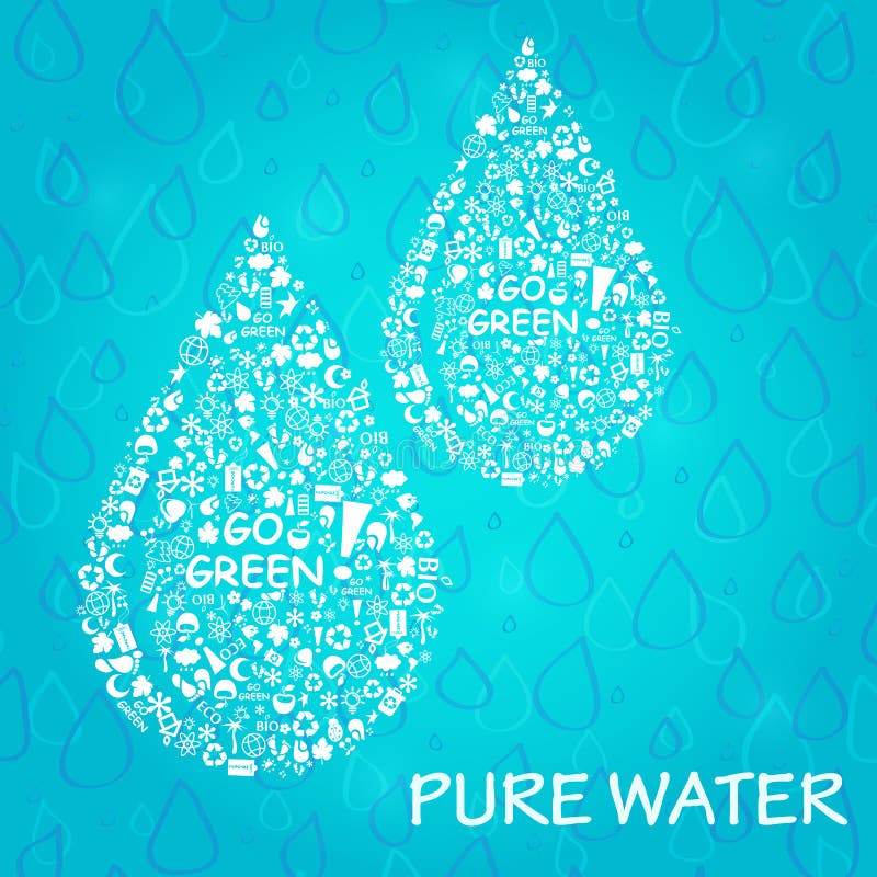 Two Water Drop Eco Concept stock vector. Illustration of bubble - 44260175