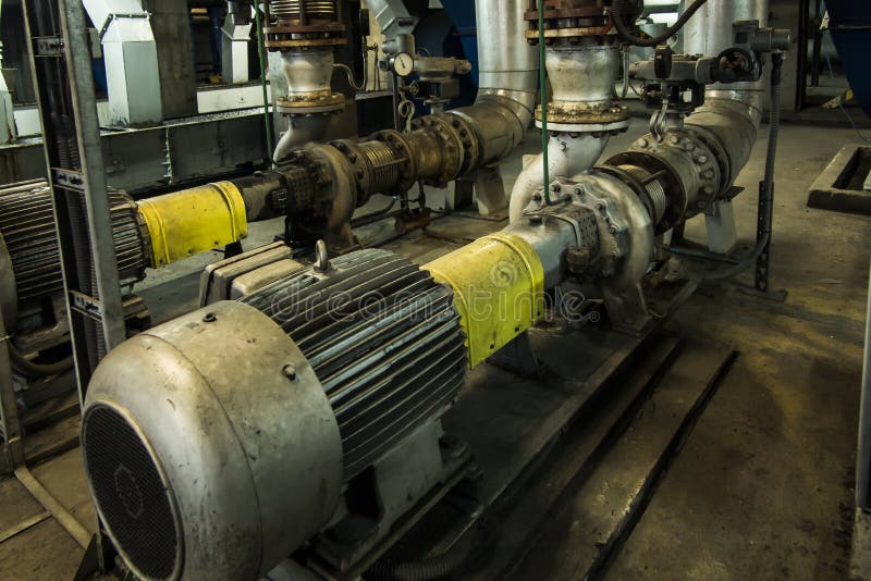 Two Water Pumps with Pipelines Stock Photo - Image of pressure, flange ...