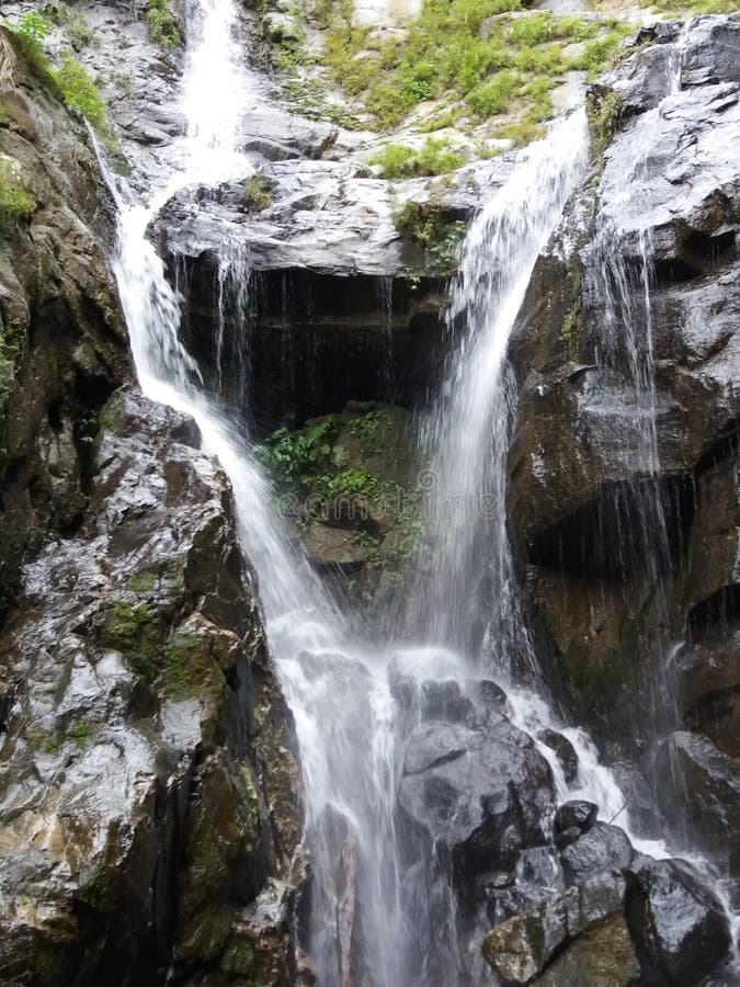 Two waterfalls falling stock image. Image of nature - 224499951