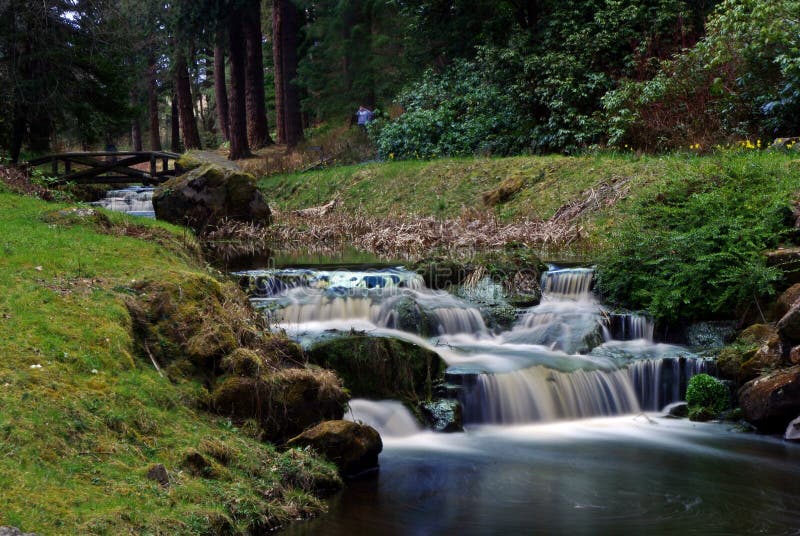 Two waterfalls stock photo. Image of bridge, wooden, rocks - 52427168