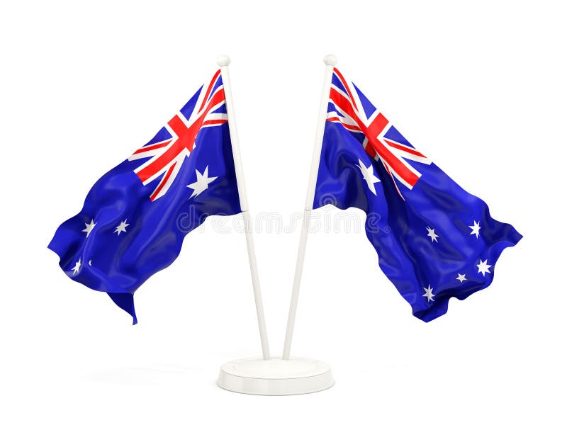 Two Waving Flags of Australia Stock Illustration - Illustration of ...