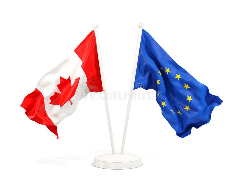 Two Waving Flags Of Canada And EU Stock Illustration - Illustration of ...