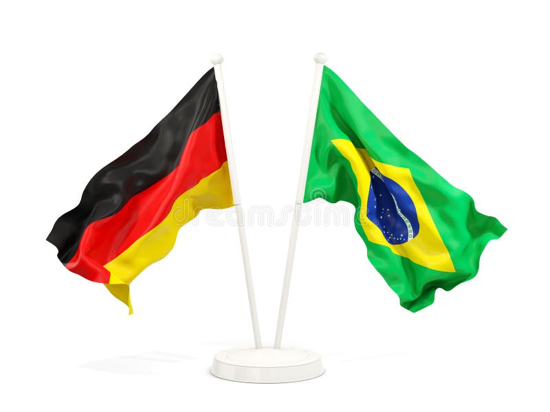 Two Waving Flags of Germany and Brazil Stock Illustration ...