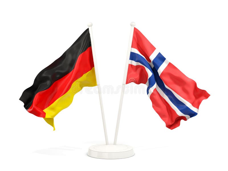 Two Waving Flags of Germany and Norway Stock Illustration ...
