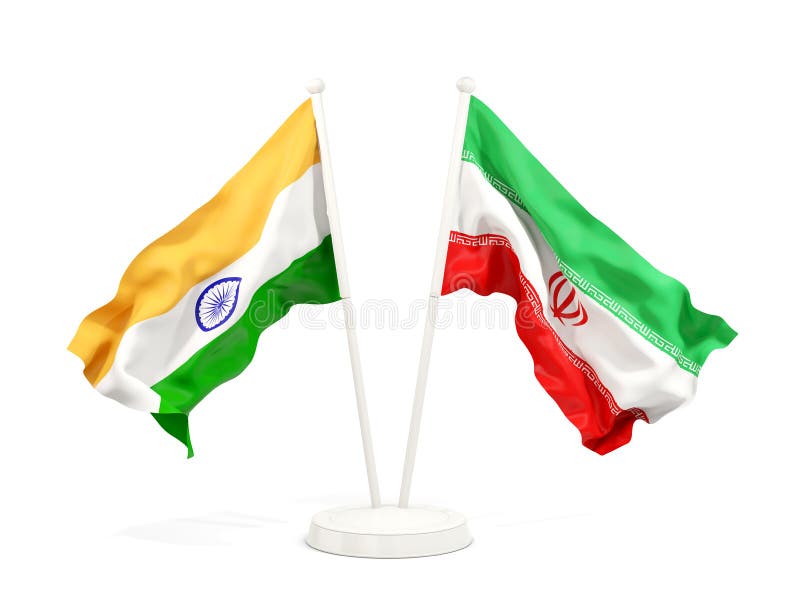 Two Waving Flags of India and Iran Isolated on White Stock Illustration ...
