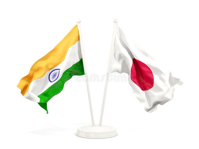 India and Japan Flags Together, Fabric Texture, Thunder Icon, 3D ...