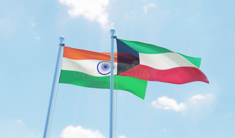 Kuwait and India. Kuwaiti and Indian Flags. Official Colors. Correct ...