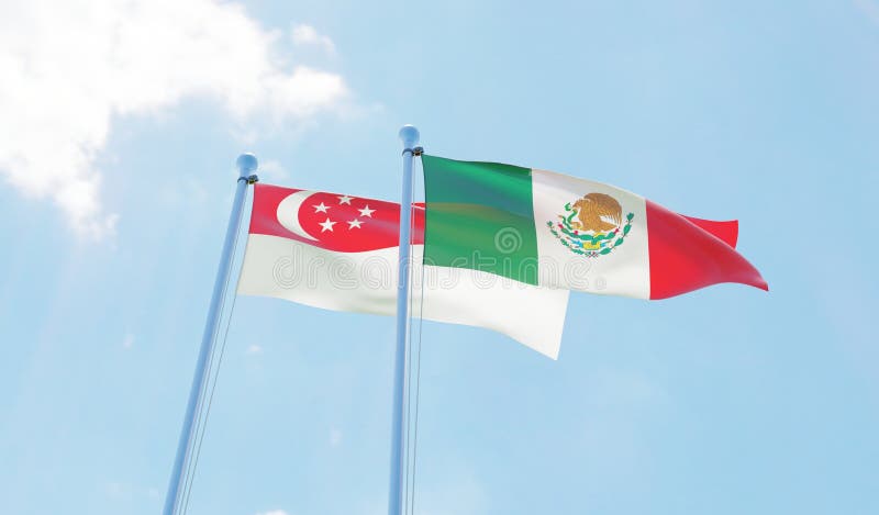 Two waving flags stock illustration. Illustration of mexico - 95690269