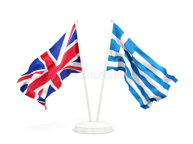 Two Waving Flags of UK and Greece Stock Illustration - Illustration of ...