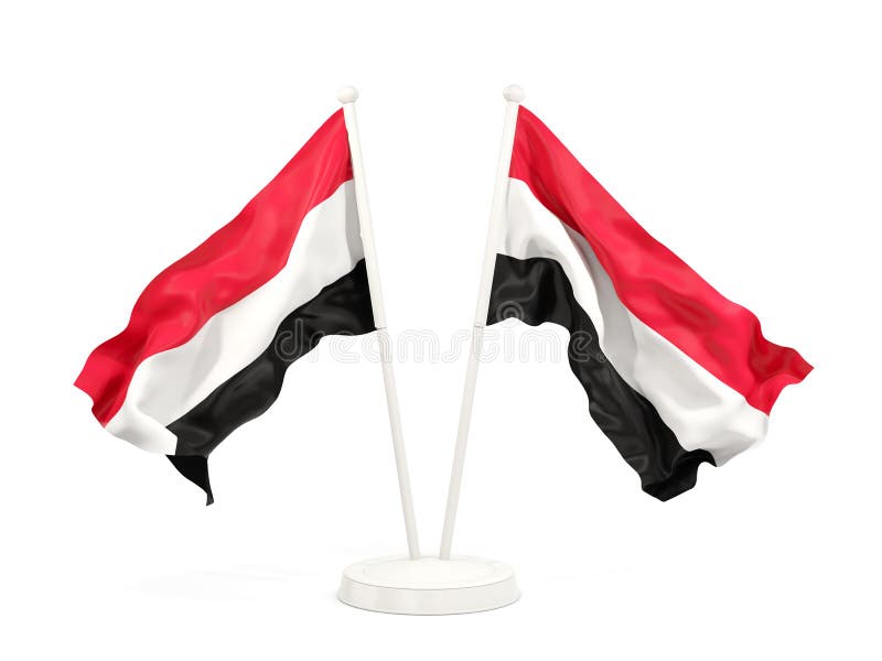 Two waving flags of yemen stock illustration. Illustration of waving ...