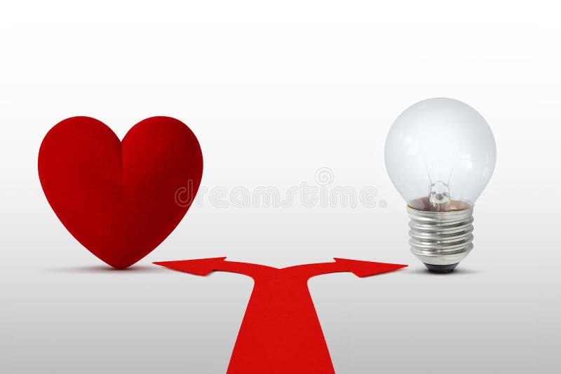 Two Way Arrows with Heart and Light Bulb - Concept of Choice between ...