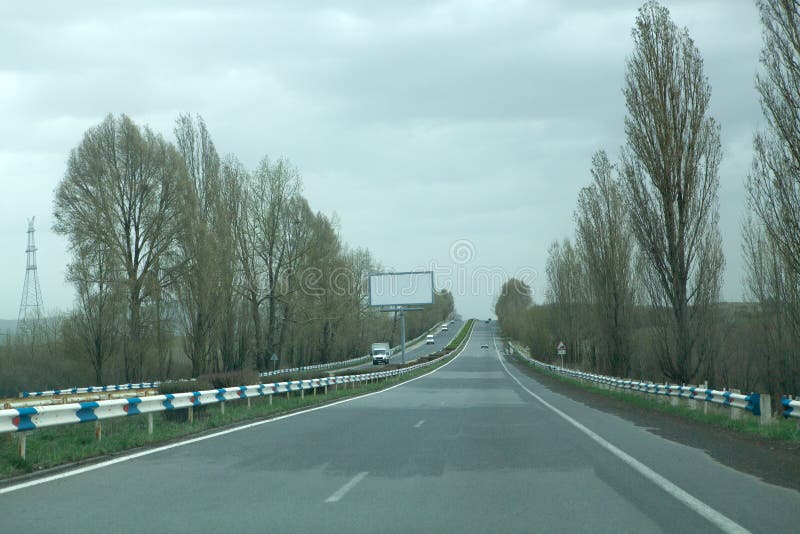 Two-way Highway in the Evening Stock Image - Image of drive, town ...
