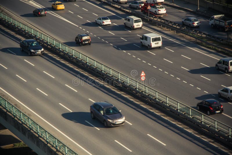 Two Way Highway Traffic in Istanbul, Turkey Stock Image - Image of ...
