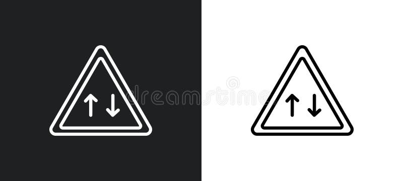 Two Way Outline Icon in White and Black Colors. Two Way Flat Vector ...