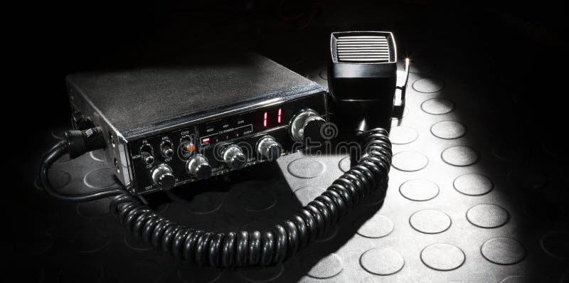Two Way Radio and Microphone on a Dark Background Stock Image - Image ...