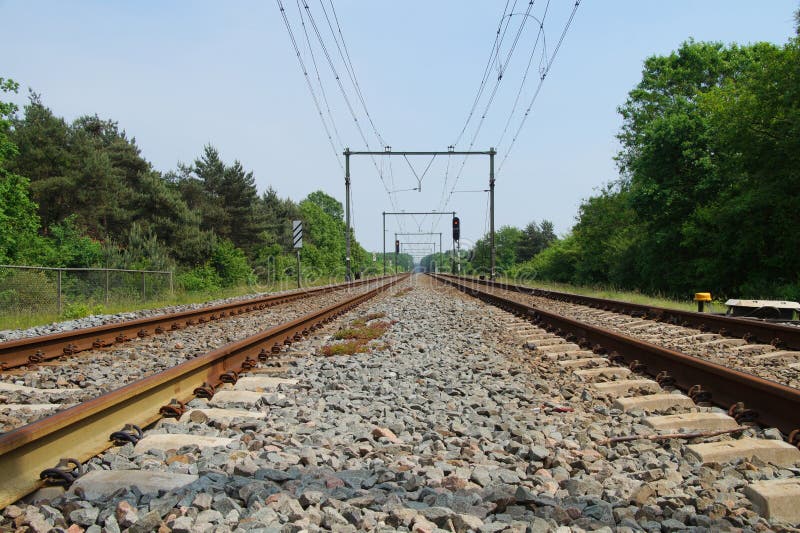 Two way railroad track stock image. Image of transport - 93366783