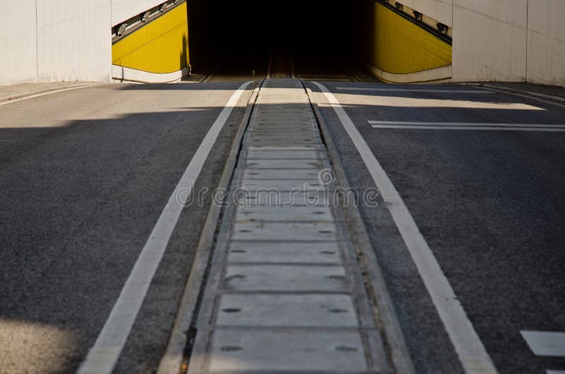 Two way road tunnel stock image. Image of inside, long - 21411405