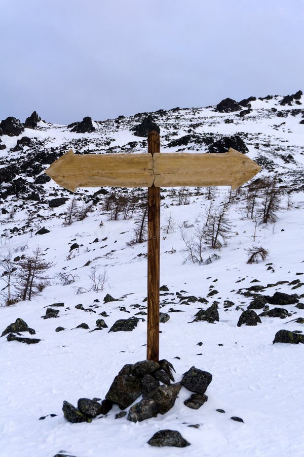 Two-way Signpost in a Deserted Landscape Stock Image - Image of rural ...