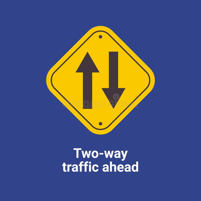 Warning Traffic Signs, Two-way Traffic Ahead Stock Vector ...