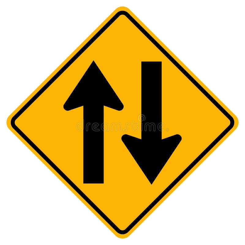 Road Sign Warning - Two Way Stock Vector - Illustration of roadway ...
