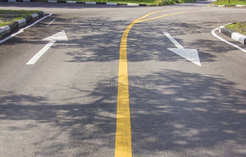 Two Way Traffic Sign on Asphalt Road Stock Image - Image of distance ...