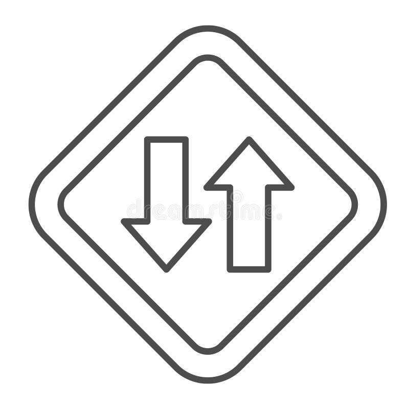 Two Way Traffic Thin Line Icon, Navigation Concept, Traffic Sign on ...