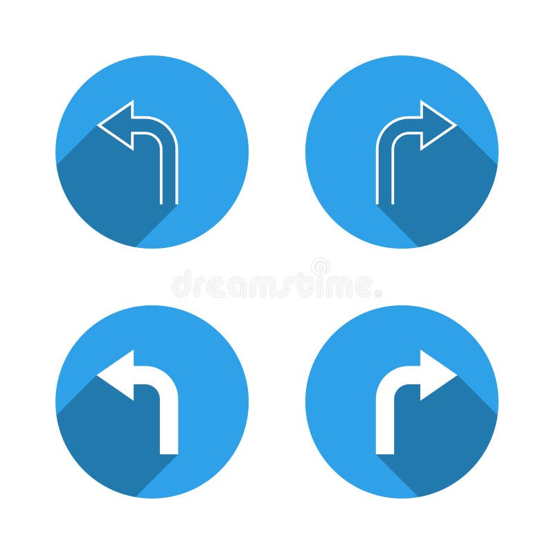 Two Way Turn Arrow Icon. Left and Right Turn Sign with Long Shadow ...
