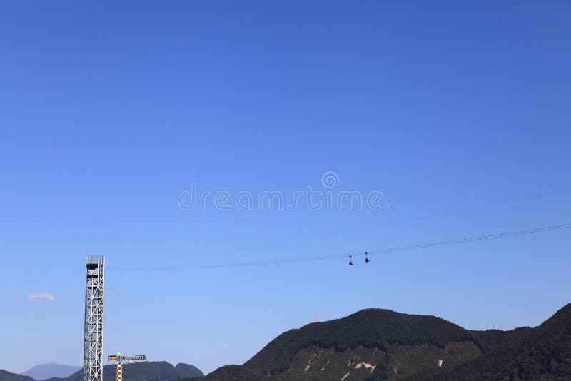 The Two Ways Cableway Built between the Moutain Stock Photo - Image of ...