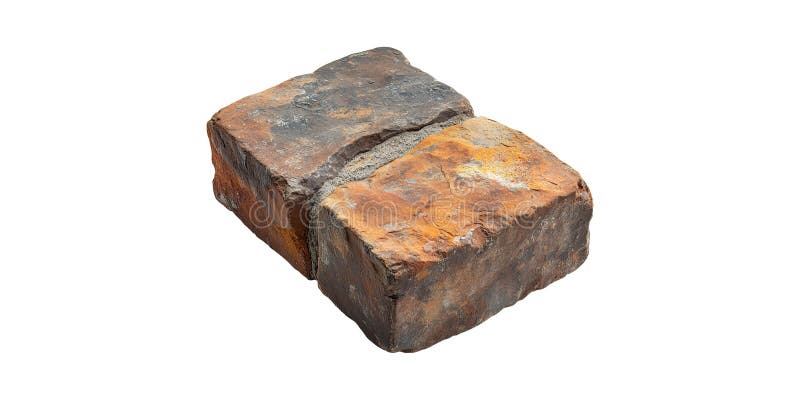 Two Weathered Bricks with Mortar Joint. Construction Material and ...