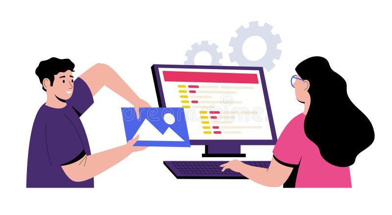 Two Web Developers Collaborating on Digital Project Insert an Image ...
