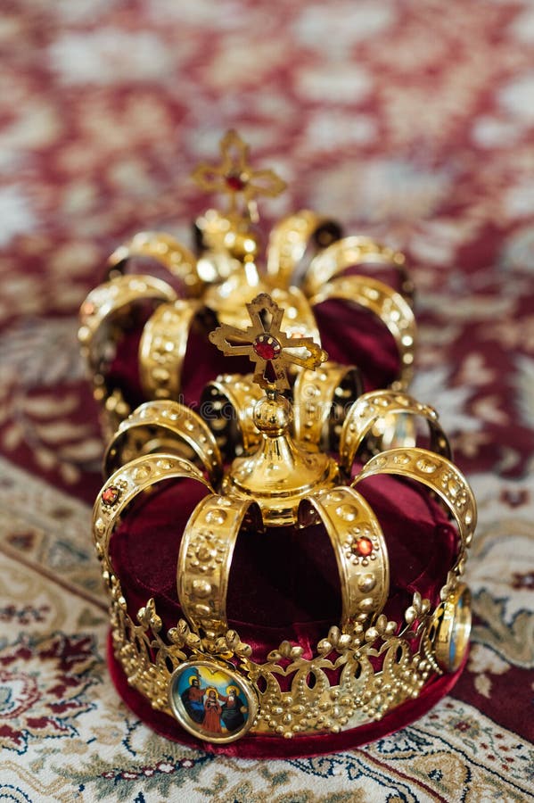 Two Wedding Crowns in the Church Stock Photo - Image of beautiful, gold ...