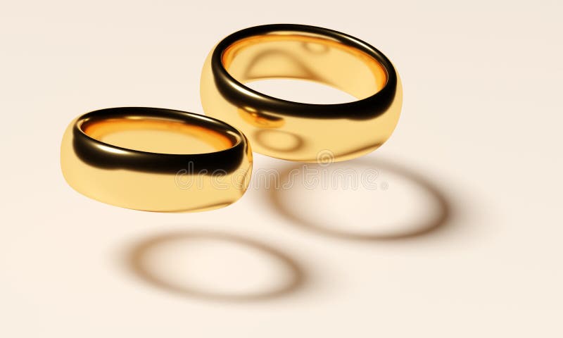 Two Wedding Gold Rings Fly. Love Concept Stock Illustration ...