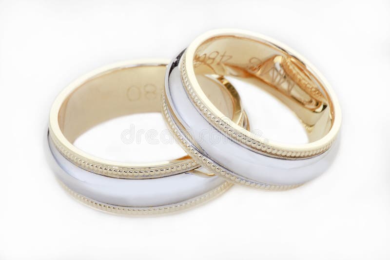 Two Wedding Golden Rings Isolated on White Stock Photo - Image of rings ...