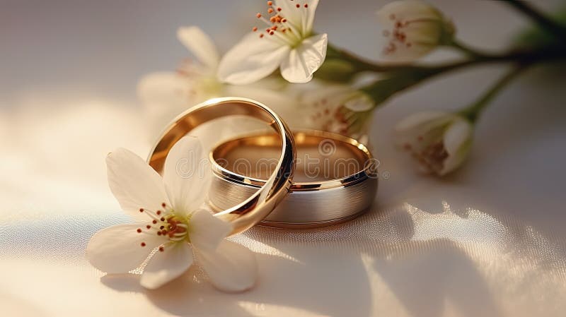 Two Wedding Ring on Pastel Background Stock Photo - Image of bride ...