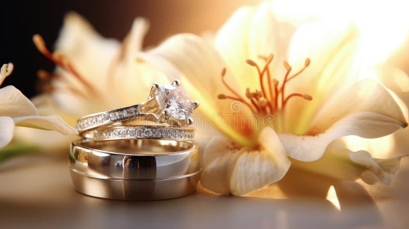 Two Wedding Ring on Pastel Background Stock Photo - Image of engagement ...