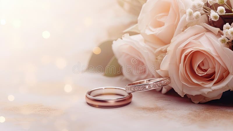 Two Wedding Ring on Pastel Background Stock Photo - Image of background ...
