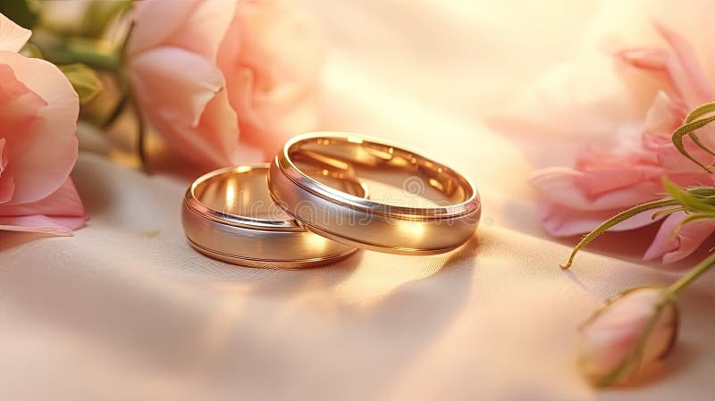 Two Wedding Ring on Pastel Background Stock Image - Image of gift, gold ...