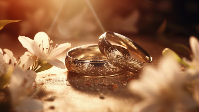 Two Wedding Ring on Pastel Background Stock Image - Image of gold, ring ...