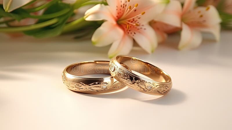 Two Wedding Ring on Pastel Background Stock Photo - Image of bride ...